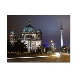 Bilderdepot24 Leinwandbild Berliner Dom und Fernsehturm bei Nacht