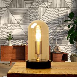 Licht-Erlebnisse - Tischleuchte Glas Schirm in Kupfer Schwarz dekorativ E14 Tischlampe - Schwarz, Kupfer