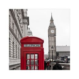 Wallario Möbelfolie Rote Telefonzelle in London England mit Big Ben