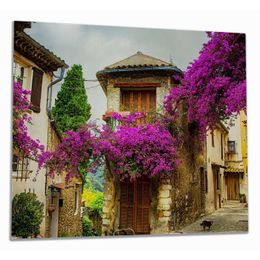 Wallario Herd-Abdeckplatte Malerische Stadt in der Provence mit bunten Blumen