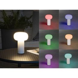 Konstsmide LED Akku Outdoor Tischleuchte ANTIBES mit RGB Farbwechsel, Weiß Höhe 19cm
