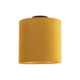 Qazqa - Deckenleuchte mit Samtschirm ocker/gold 25cm - Combi schwarz - Gelb