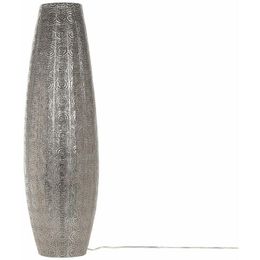 Beliani Stehlampe Silber Metall 85 cm Säulenform Marokkanisches Design Langes Kabel mit Schalter Boho Stil Laternenform Orientalisch Wohnzimmer - Silber
