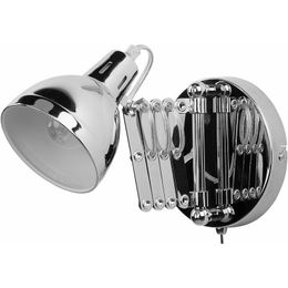 Beliani Wandleuchte Silber Metall mit Ziehharmonika Arm verstellbarer Schirm Glockenförmig Industrie Look - Silber