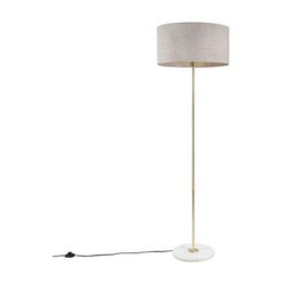 Qazqa - Messing Stehlampe mit grauem Schirm 50 cm - Kaso - Grau