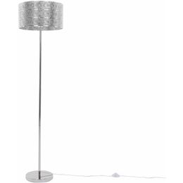Beliani Stehlampe Silber Metall 147 cm runder Schirm Marokkanisches Design langes Kabel mit Schalter Boho Stil - Silber