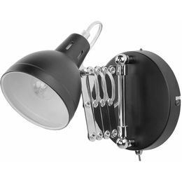 Beliani Wandleuchte Schwarz Metall mit Ziehharmonika Arm verstellbarer Schirm Glockenförmig Industrie Look - Silber