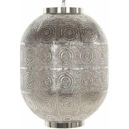 Beliani - Hängeleuchte Silber Metall Schirm in Laternenform mit Lochmuster marokkanisches Design Glamouröser Stil - Silber