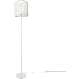 Stehlampe Modern Wohnzimmer Schlafzimmer Rattan Optik Boho Korb Stehleuchte E27 Einbeinig Weiß, Weiß (Ø28 cm) - Paco Home