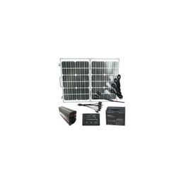 High Tech Solar Set 50 w mit Stromumwandler Solarpanel Batterie Laderegler und 4 led Leuchten - MAUK