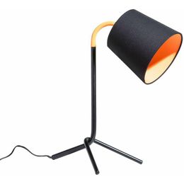 Beliani Tischlampe Schwarz und Orange Metallfuß Stoffschirm langes Kabel mit Schalter Modern Minimalistisch - Orange