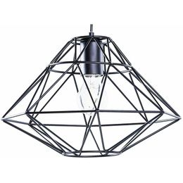 Beliani Hängeleuchte Schwarz Metall Glühbirnen-Optik mit Schirm in Diamantform Modernes Industrielles Design - Schwarz