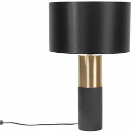 Beliani Tischlampe Grau und Gold Metall 61 cm runder Stoffschirm Schwarz Lampenfuß Säulenform Kabel mit Schalter Moderner Look - Grau