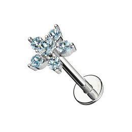 Taffstyle Piercing-Set Piercing Stab mit Kristall Blume für Lippe Ohr