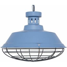 Beliani Hängeleuchte Blau Metall Glühbirnen-Optik Schirm in Glockenform mit Gitter Maritimes Design Industrie Look Wohn- und Esszimmer - Blau