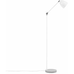 Beliani Stehlampe Weiß Metall 164 cm Betonfuß Arm und Schirm verstellbar langes Kabel mit Schalter Industrie Look - Grau