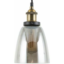Beliani - Hängeleuchte Messing und Schwarz Metall mit Schirm aus Rauchglas Glockenform Industrie Design - Transparent