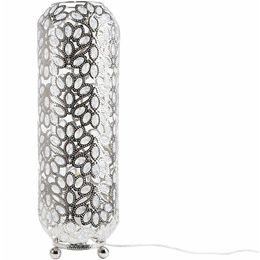 Beliani Stehlampe Silber Metall 70 cm mit Kristallen aus Acrylglas Säulenform Floral-Design Langes Kabel mit Schalter Glam Marokkanisch Laternenform - Silber