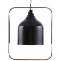 Beliani - Hängeleuchte Schwarz Metall mit Schirm in Glockenform rechteckige Umrandung in Kupfer Industrie Look - Schwarz