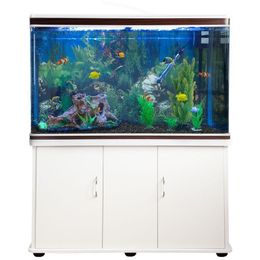 Monster-shop - Aquarium Komplettset mit weißem Unterschrank & schwarzem Kies