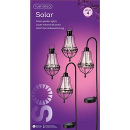 Solar-Laternen Schwarz Rund ø 10 cm 4er Set - Metall - Lumineo