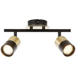 Brilliant Lampe Maribel Spotrohr 2flg messing gebürstet/schwarz 2x PAR51, GU10, 5W, geeignet für Reflektorlampen (nicht enthalten) Köpfe schwenkbar - gold