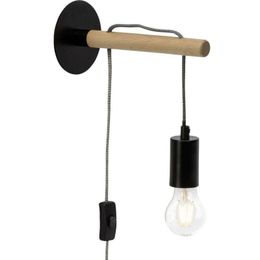 Brilliant - Lampe Jarbo Wandleuchte Zuleitung schwarz/holzfarbend 1x A60, E27, 60W, geeignet für Normallampen (nicht enthalten) Mit Zuleitung und