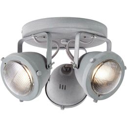 Lampe Carmen led Spotrondell 3flg grau Beton 3x LED-PAR51, GU10, 5W LED-Reflektorlampen inklusive, (380lm, 3000K) Köpfe schwenkbar - grau - Brilliant