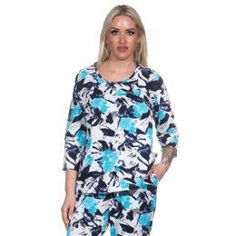 Normann Relaxanzug Damen Schlafanzug Shirt langarm Pyjama Oberteil Mix & Match geblümt