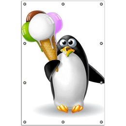 Wallario Sichtschutzzaunmatten Süßer Eis Pinguin