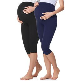 Be Mammy Umstandsleggings 3/4 Umstandsleggings aus Baumwolle 2Pack BE20-229 (2-tlg) elastischer Bund