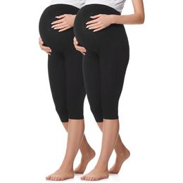 Be Mammy Umstandsleggings 3/4 Umstandsleggings aus Baumwolle 2Pack BE20-229 (2-tlg) elastischer Bund