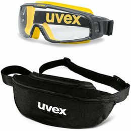 Uvex - Vollsichtbrille u-sonic 9308 mit Textil-Etui - Farbe:grau-gelb / klar