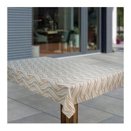 laro Tischdecke Wachstuch-Tischdecken Abwaschbar Welle Sahara Grau Beige rechteckig