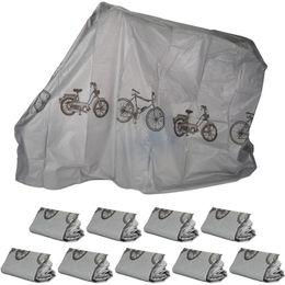 Relaxdays - 10 x Fahrradgarage aus Polyethylen, reißfeste Schutzhülle, Sonnenschutz, robuste Abdeckung, 200 x 115 cm, Grau