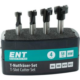 ENT EUROPEAN NORM TOOLS Ent 09046 4-tlg. hw T-Nutfräser-Set optimiert für M6 M8 M10 M12 Sechskantschrauben, hw , Schaft (s) 8 mm