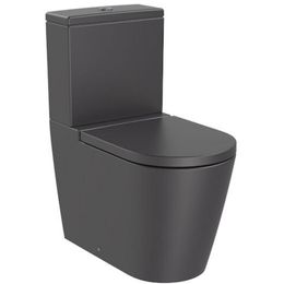 ROCA - Inspira Stand-WC-Set, Toilettenschüssel spülrandlos + Toiletten-Deckel mit Absenkautomatik + Reservoir3 / 4,5L, Onyx (Se