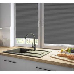 sekey Plisseerollo Easy fix ohne Bohren Faltrollo Fenster blickdicht, Grau, 75 x 130cm