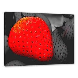 Pixxprint Leinwandbild reife große Erdbeeren