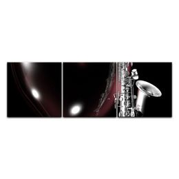 Bilderdepot24 Leinwandbild Saxophon mit Herz