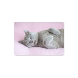 MuchoWow Mauspad Graue Katze schläft auf rosa Teppich (1-St)