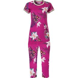 PASTUNETTE Schlafanzug Damen Schlafanzug mit Caprihose und kurzem Arm (2 tlg) Baumwolle