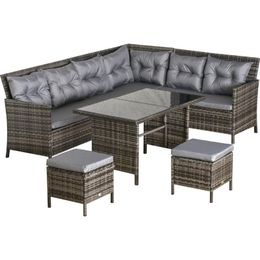 18 tlg. Rattan Gartenmöbel Set 110.5 cm x 62 cm x 82 cm - Grau - Outsunny