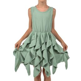 KMISSO Sommerkleid Mädchen Kleid breite Träger und Volants am Rock (1-tlg) bequem zu tragen
