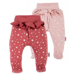 Makoma Schlupfhose Baby Hose mit Fuß Strampelhose für Neugeborene Mädchen Sterne (Set