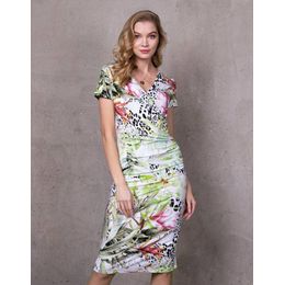 Passioni Druckkleid Kleid mit sommerlichem Blumendruck mit seitlicher Raffung und bequem zu tragen
