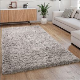 Hochflor Teppich Kuschelig Modern Shaggy Flokati Stil Gemütlich Uni Grau 120x160 cm - Paco Home