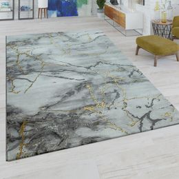 Paco Home - Wohnzimmer-Teppiche Grau Gold Weich Marmor Optik Kurzflor mit vers. Designs 160x230 cm, Gold 6