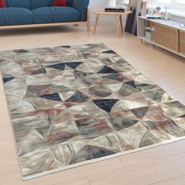 Kurzflor Wohnzimmer Teppich Mustermix Abstraktes Design Modern Orient Bunt 160x230 cm - Paco Home