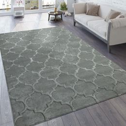 Paco Home Designer Teppich Wohnzimmer 3D Effekt Marokkanisches Muster In Grau 160x230 cm